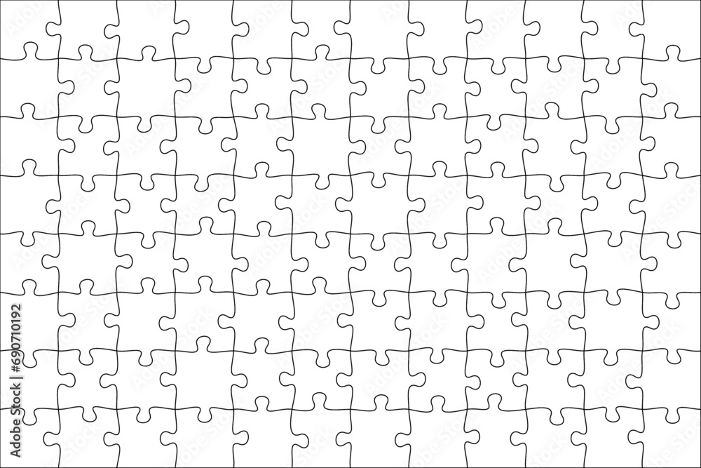 Jigsaw puzzle blank template or cutting guidelines of transparent ...