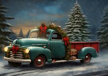 Pick-up Truck Christmas Card Free Stock Photo - Public Domain Pictures