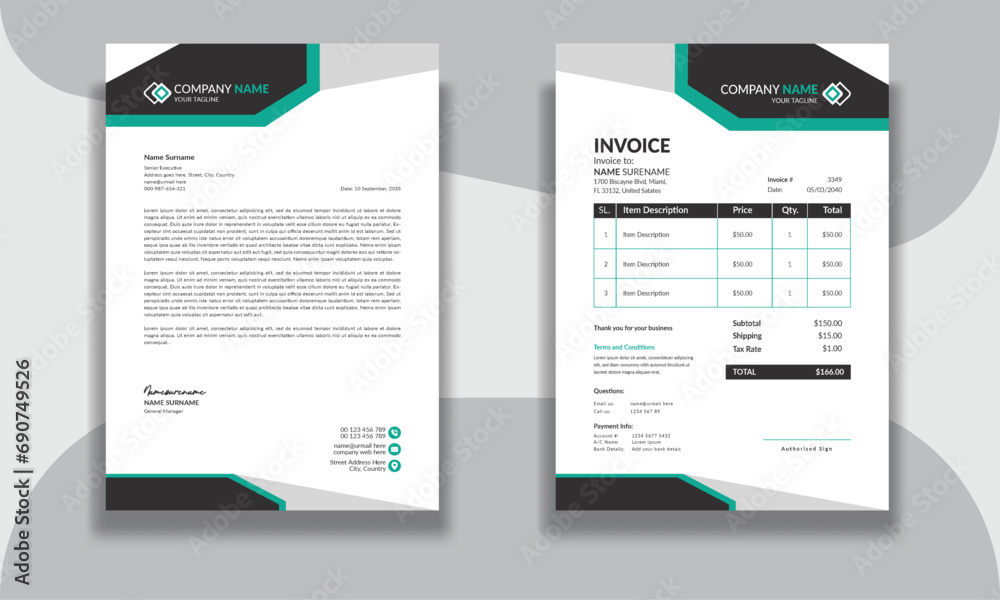 Corporate modern professional clean business invoice and letterhead ...
