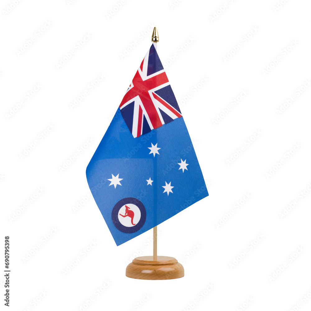 Royal Australian Air Force Flag, small wooden table flag, isolated ...