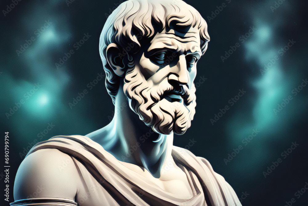 Bust of Aristotle, philosopher of Ancient Greece. The Greek philosopher ...