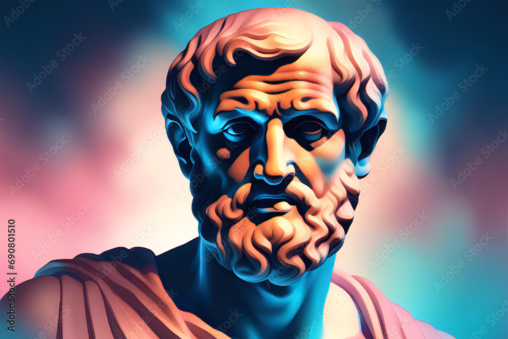 Bust of Aristotle, philosopher of Ancient Greece. The Greek philosopher ...