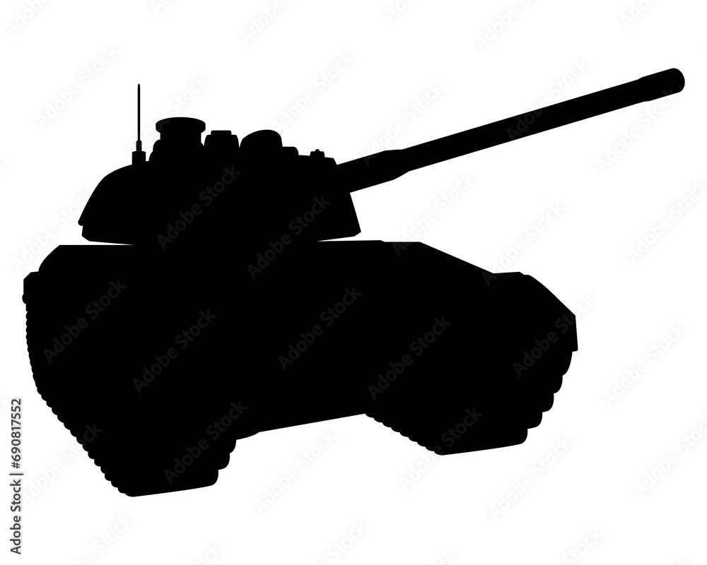 Main battle tank black silhouette. Armored fighting vehicle. Special ...