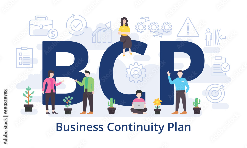 BCP - Business Continuity Plan concept with big word text acronym and ...