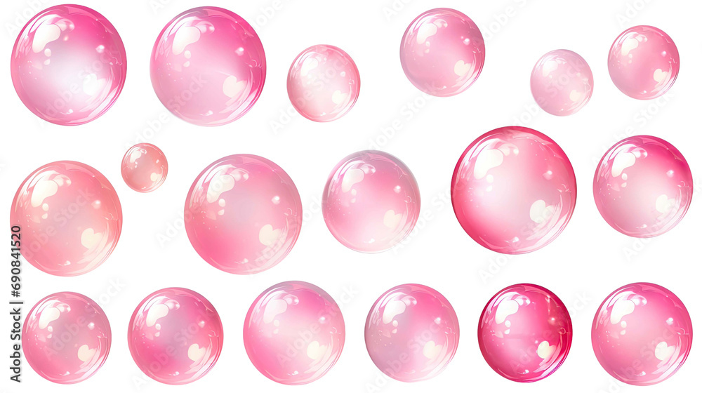 Collection set of pink bubbles isolated on transparent background Stock ...