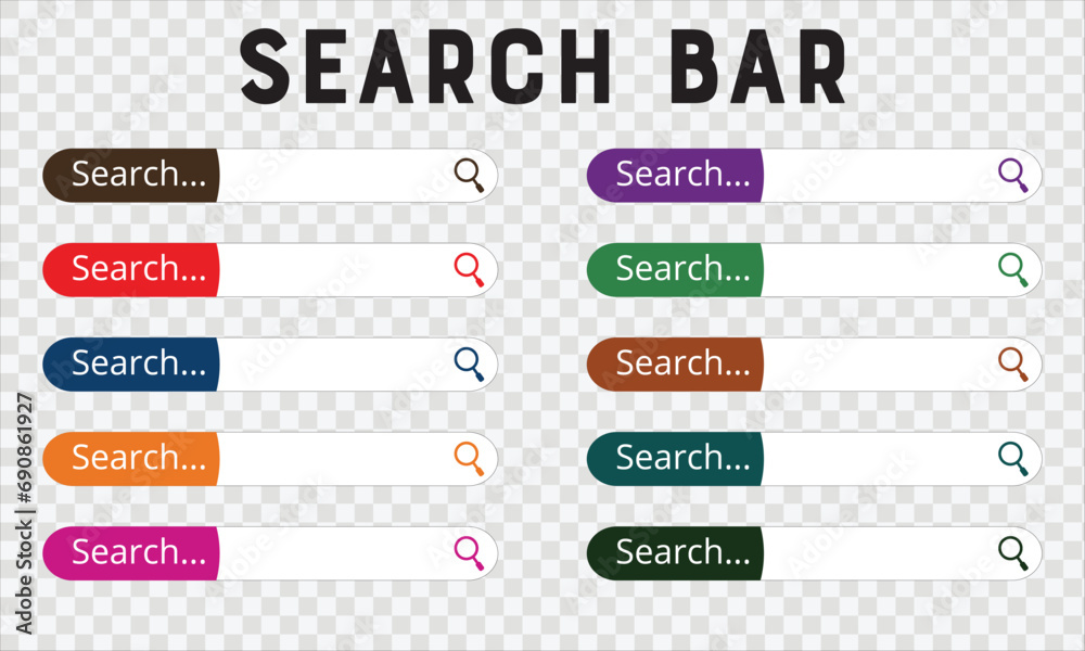 Set search bar icons. Website ui bar set. Searching element for web ...