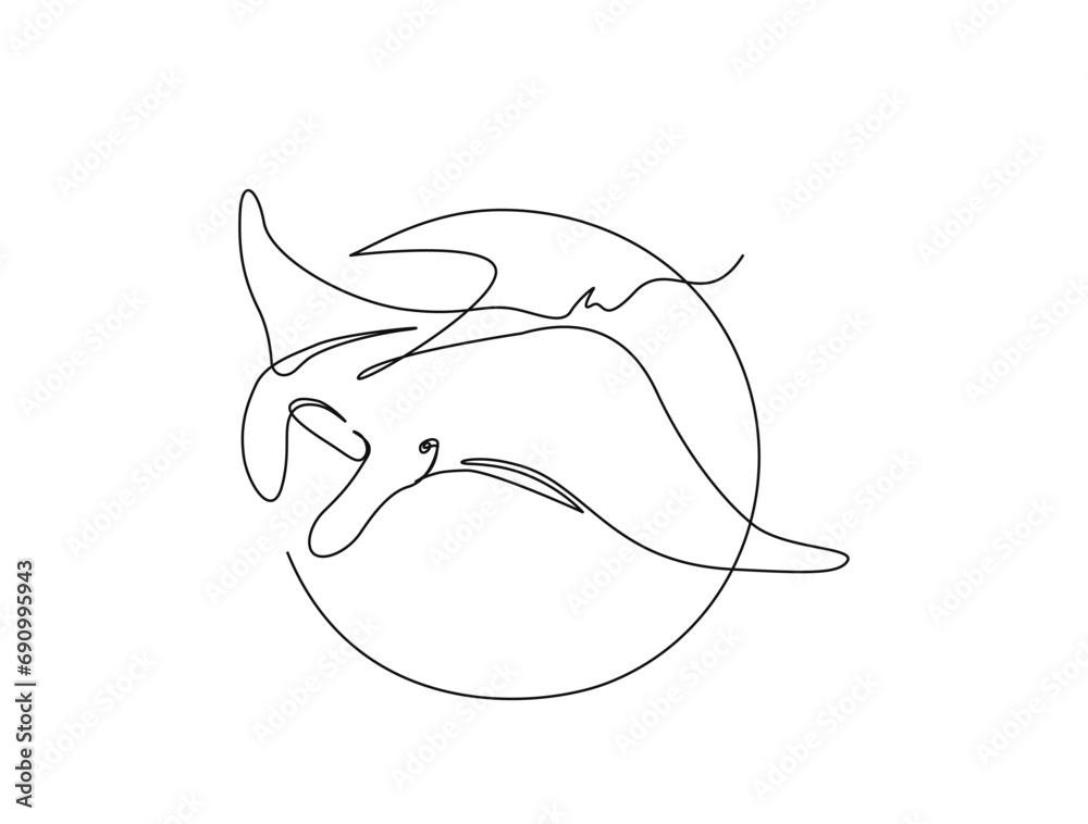 Continuous one line drawing of manta ray. Simple illustration of ...