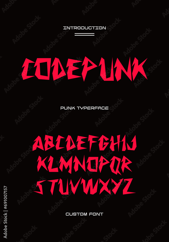 PUNK hardcore font typerface alphabet streetwear element font vector ...
