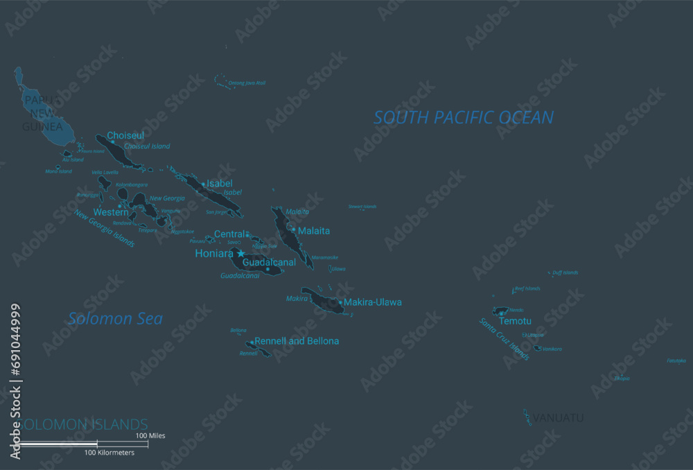 Vetor do Stock Solomon Islands map. High detailed map of Solomon ...