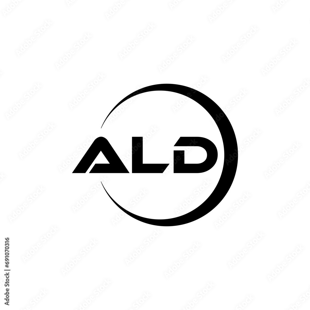 ALD letter logo design with white background in illustrator, cube logo ...