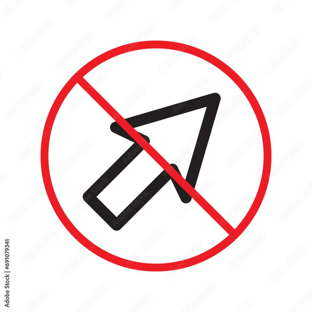 Forbidden cursor icon. Prohibited arrow vector icon. No cursor symbol ...