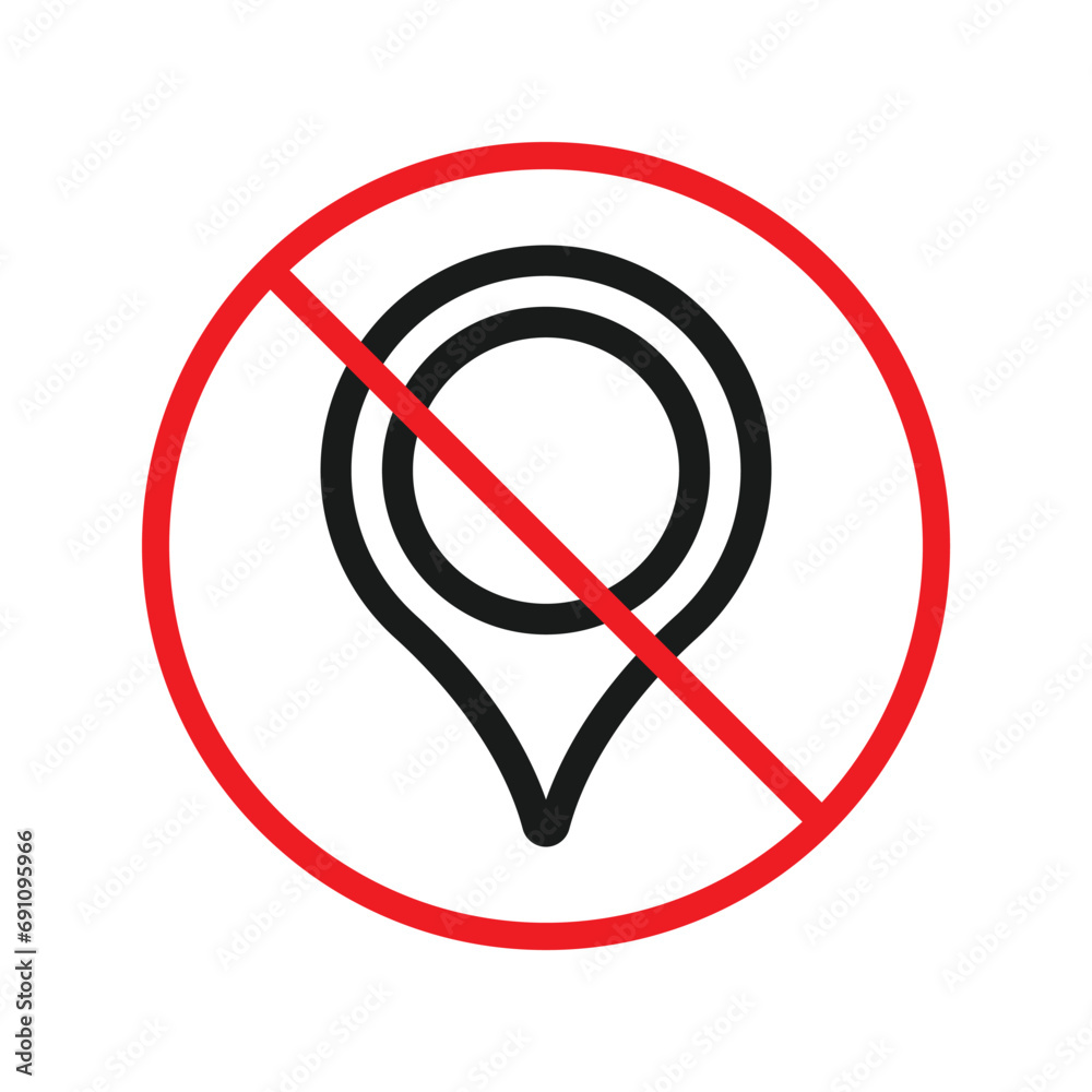 No location icon. Forbidden geolocation icon. No navigation vector ...
