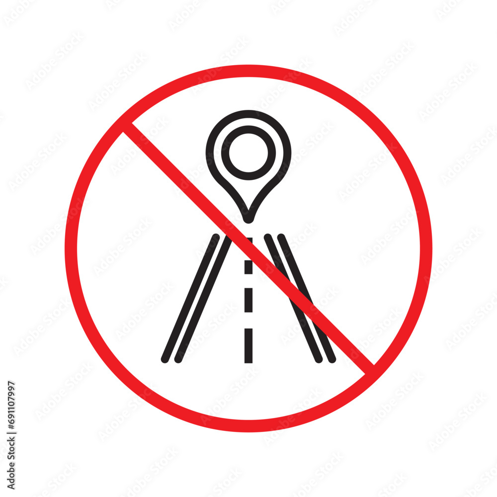 No location icon. Forbidden geolocation icon. No navigation vector ...