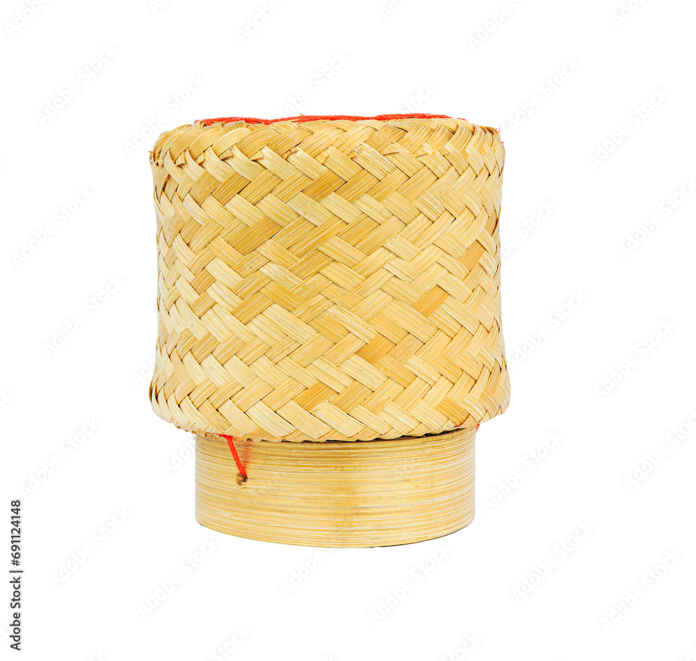 KRATIB Wooden sticky rice box Thai style on white background, Rice ...