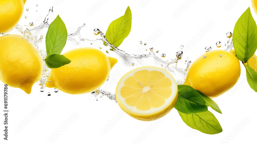 Lemon water splash isolated on a white transparent background, png ...