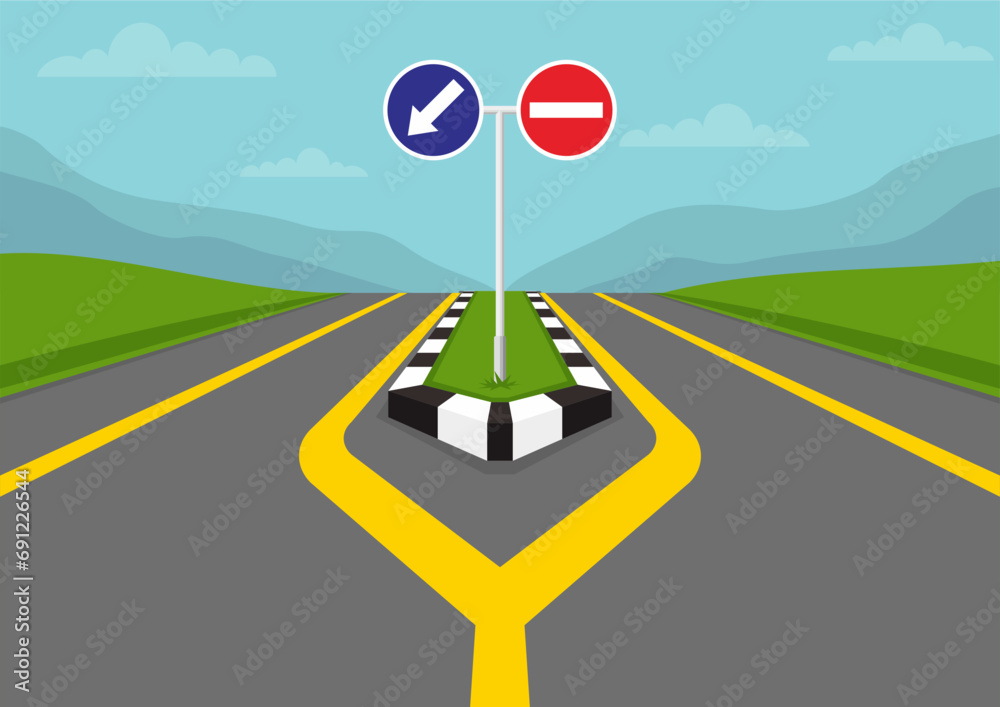 Vetor Entry and no entry direction sign at the highway road vector ...