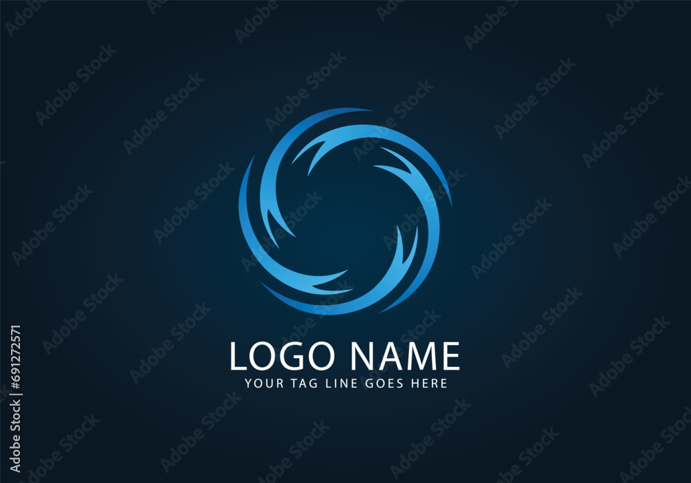Vector circle blue tornado logo symbol isolated, abstract hurricane ...