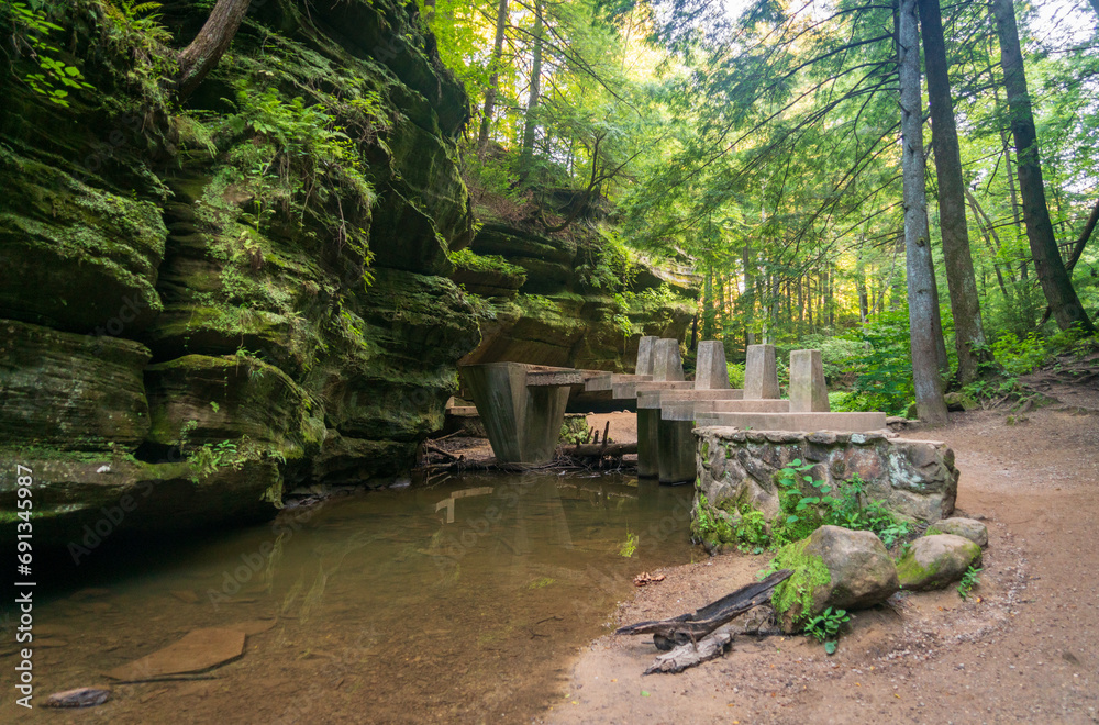 Foot Bridge and River at Hocking Hills State Park in the Hocking Hills ...