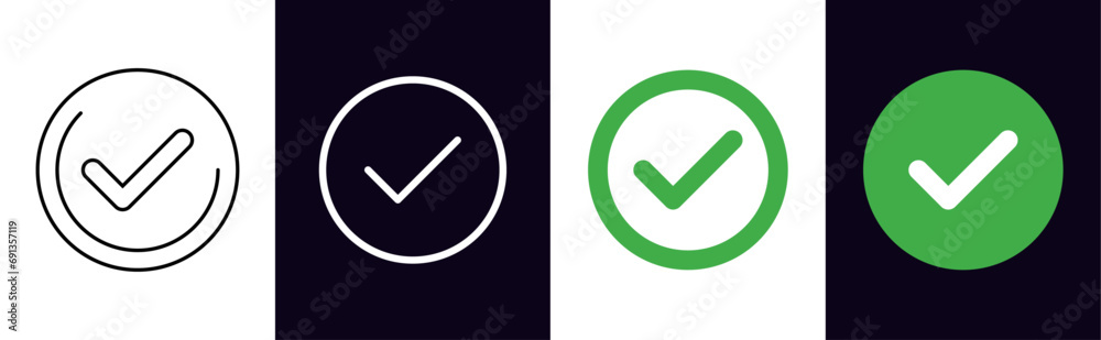 Done buttons collection. check vector icon set. check list button icon ...