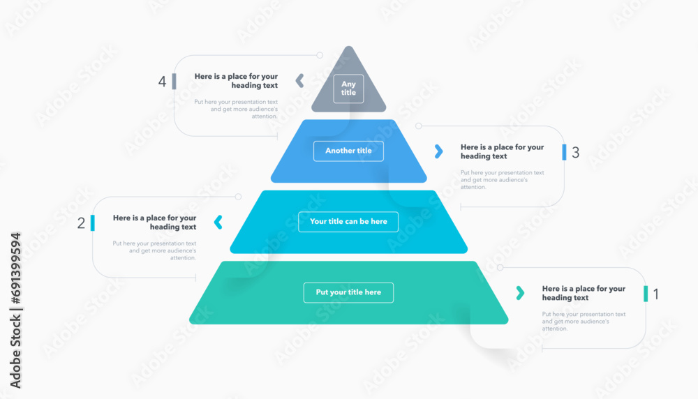 Triangle pyramid chart template with four colorful steps. Infographic ...