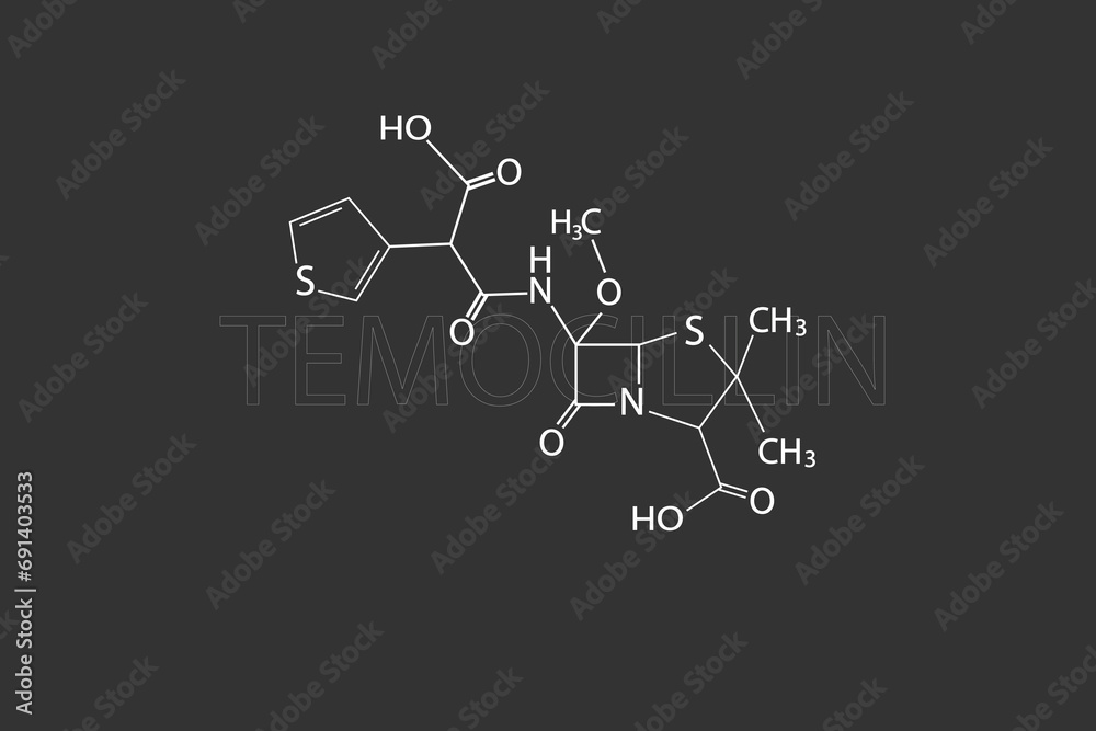 Temocillin molecular skeletal chemical formula Stock Vector | Adobe Stock