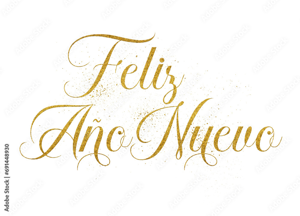 Feliz Año Nuevo (Happy New Year) Spanish text written in elegant script ...