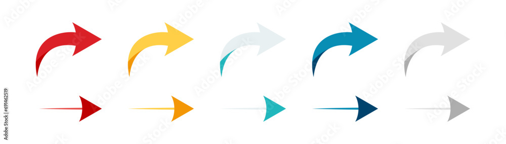 Arrow icon set. Colored arrow symbols. Arrow of different types. Arrow ...