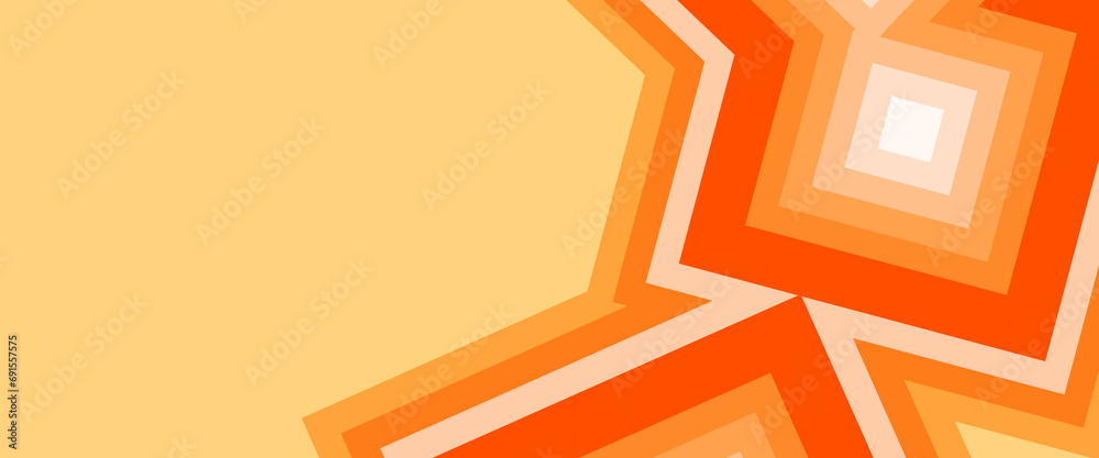 Abstract orange banner design of overlapping square shapes with a copy ...
