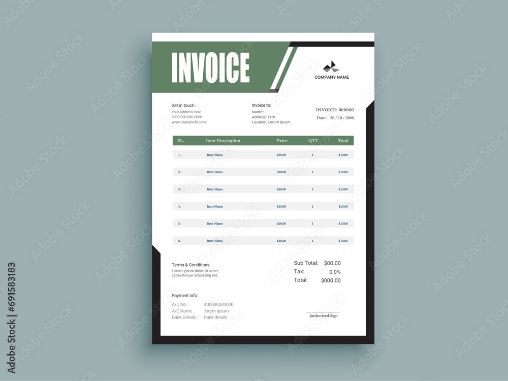 Clean invoice template vector design. Invoice Design. Business invoice ...