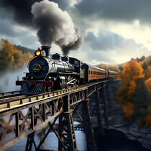 Steam Locomotive On A Bridge Free Stock Photo - Public Domain Pictures