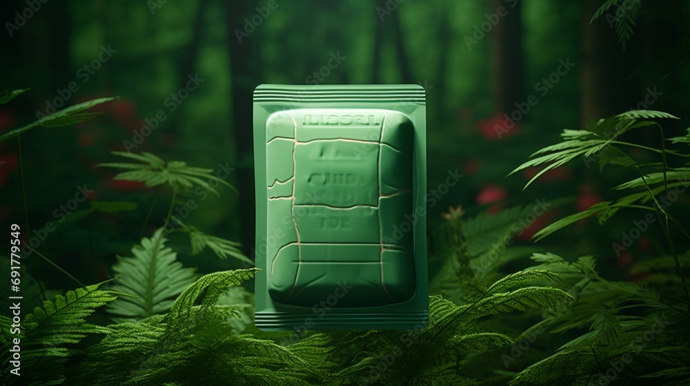 Muscle pain relief patch, Pain management solution container, on a ...