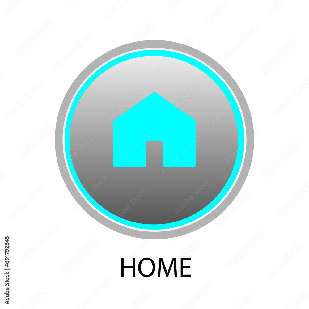 Home icon on button. House and Home icon symbol sign. House push button ...