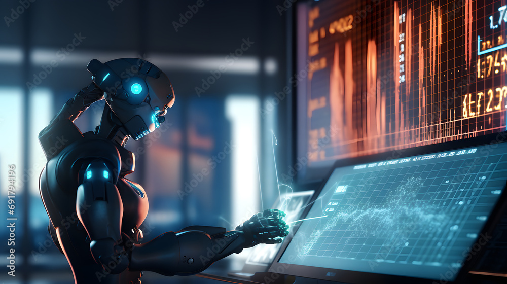 AI Robot arm analyzing mathematics for automated innovation ...