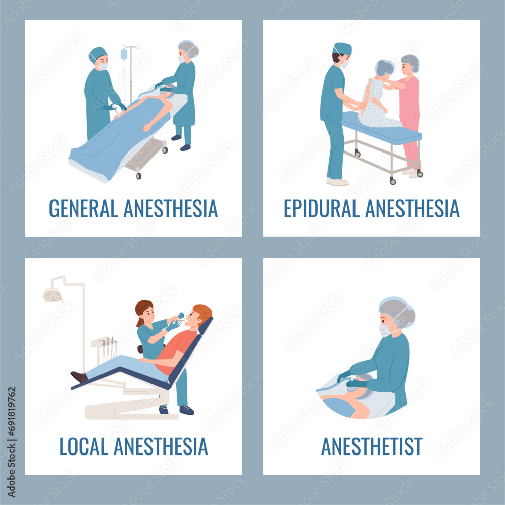 Doctor makes a patient epidural, general surgical anesthesia, local injection in the mouth ...