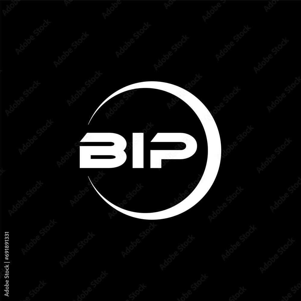 BIP letter logo design with black background in illustrator, cube logo ...