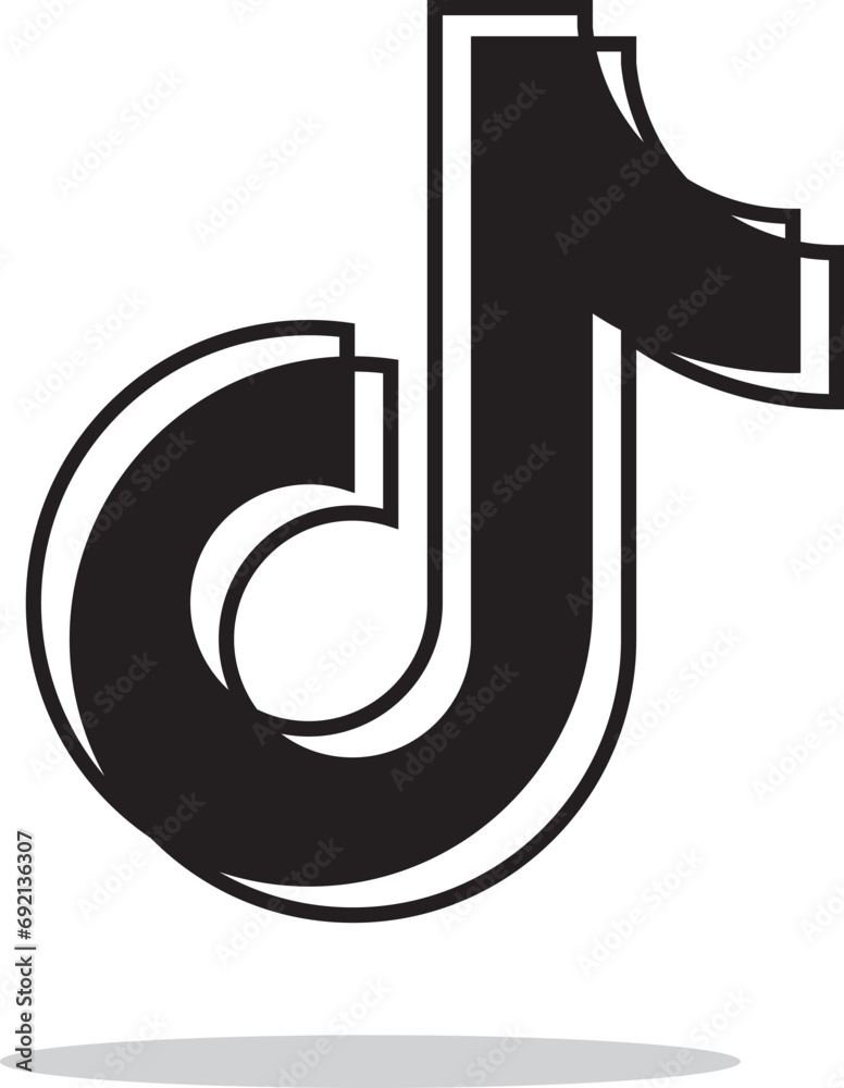 Tiktok logo. Realistic social media icon logotype. Tik Tok flat Icon template black color ...