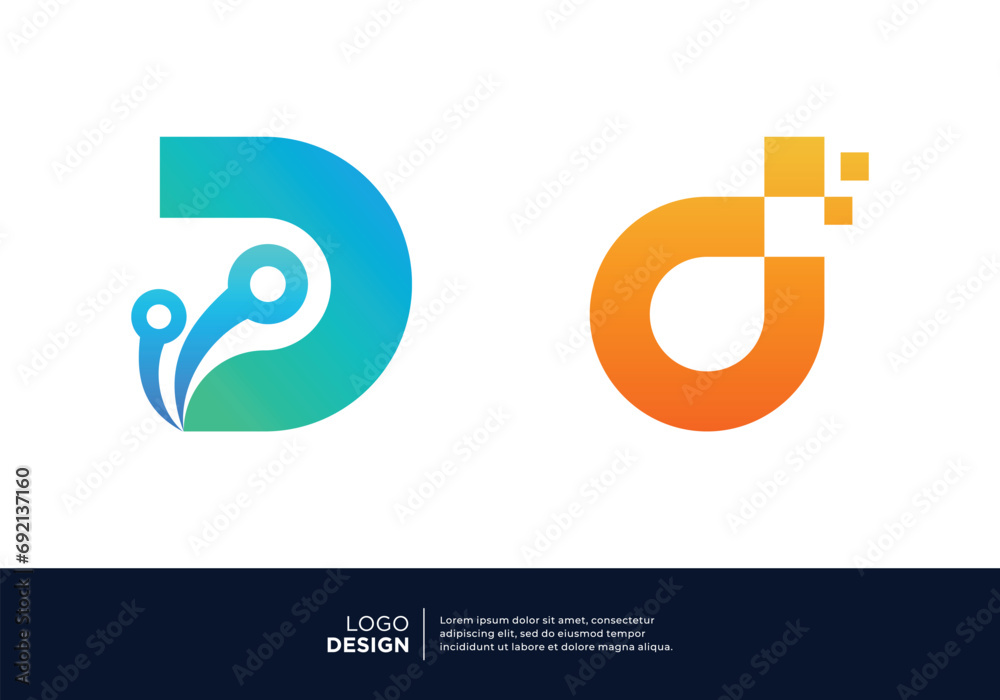 Letter D tech logo design inspiration. Stock Vector | Adobe Stock