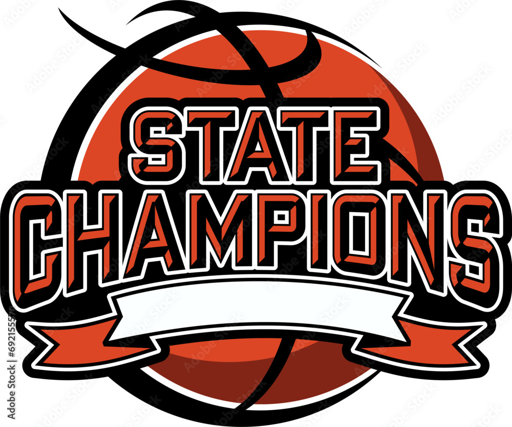 state champions in basketball team design with ball and banner for ...