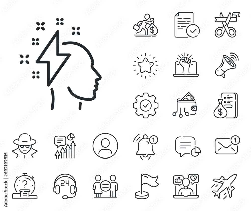 Human head with lightning bolt sign. Salaryman, gender equality and ...