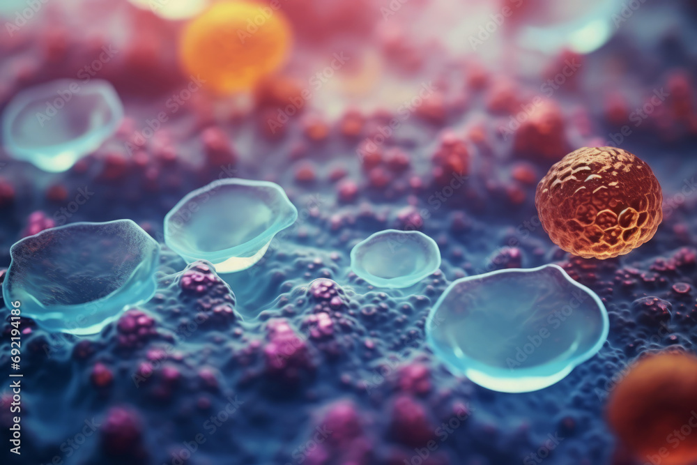 Animals cells under microscope. Generative AI Stock Illustration ...