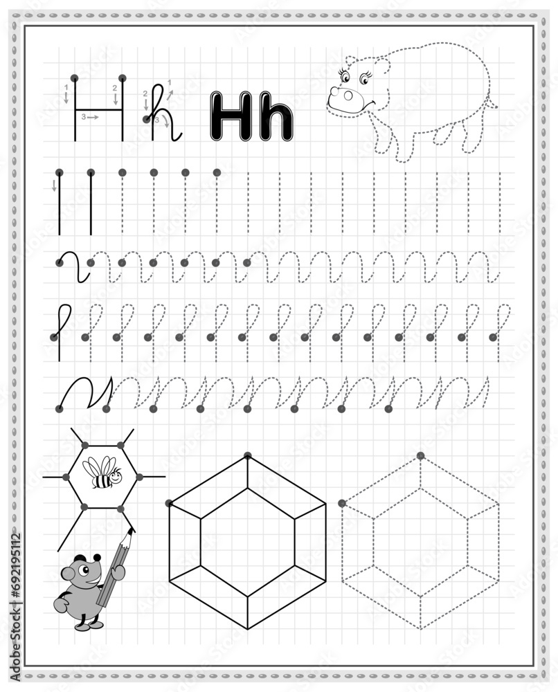 Educational page on square paper for kids. Black and white printable ...