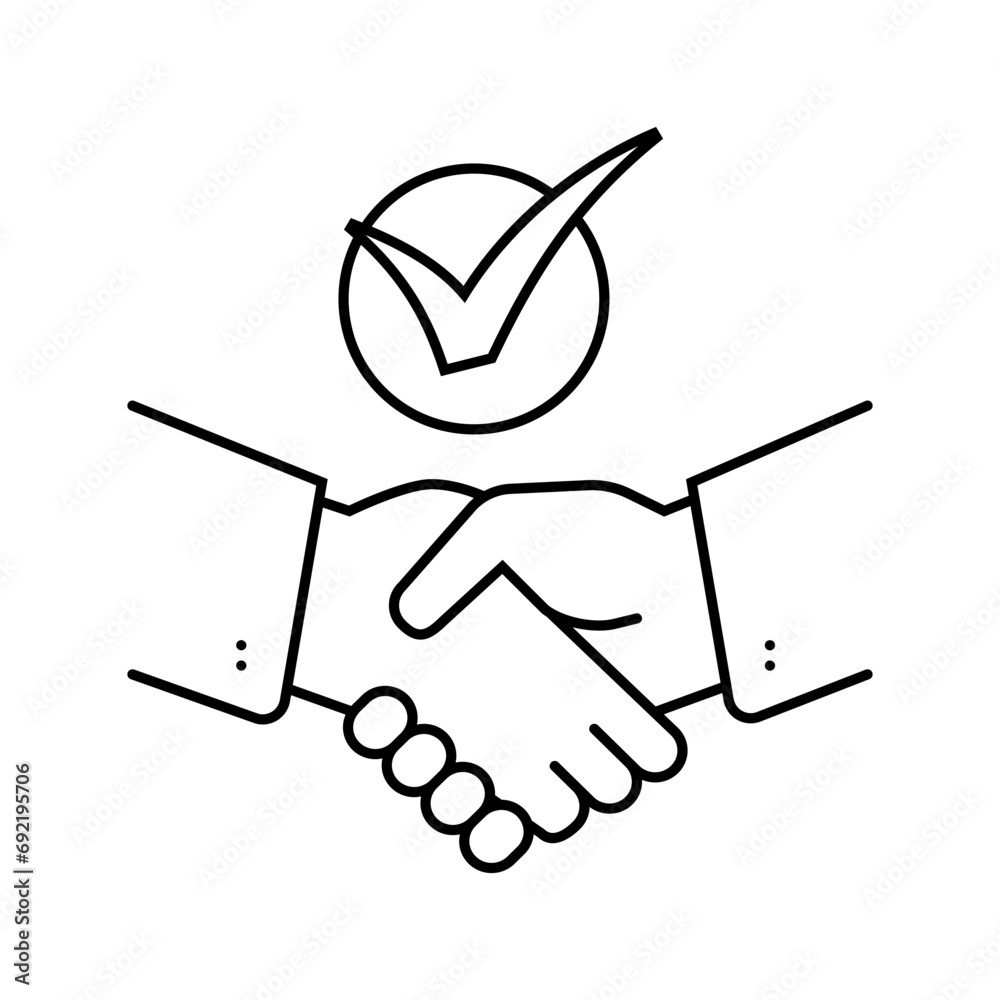 handshake check mark line icon vector. handshake check mark sign ...