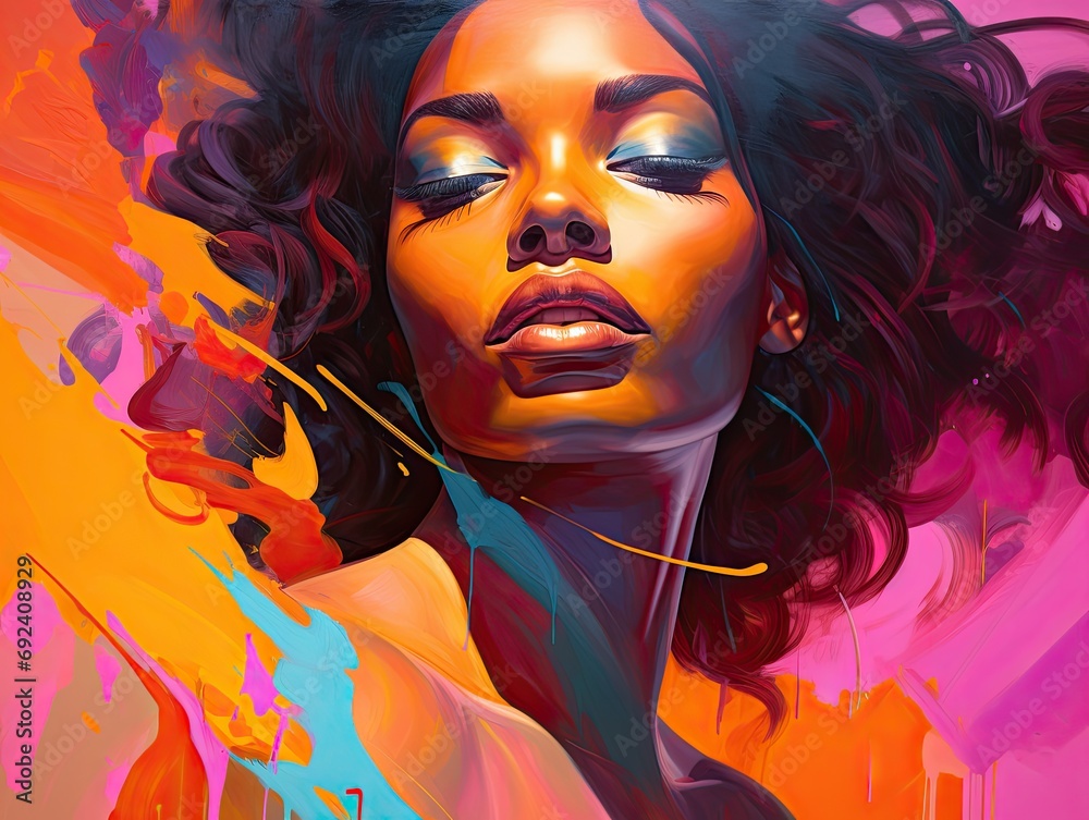 Abstract Digital Art Capturing The Allure Of Futuristic Beauty In The Portrait Of A Black Woman