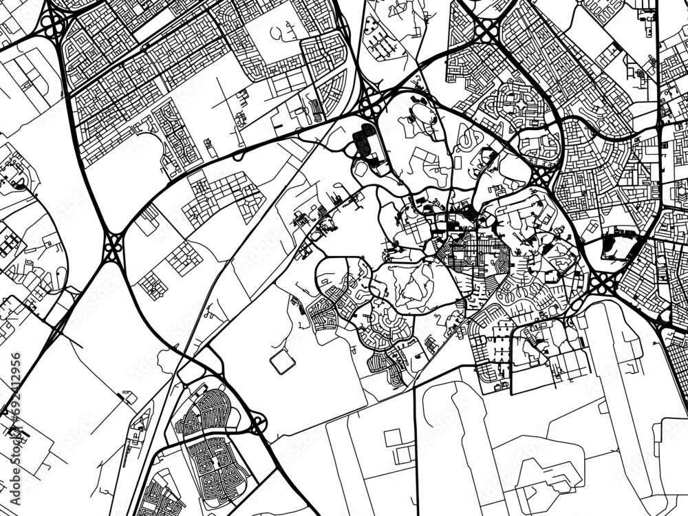 Vector road map of the city of Dhahran in the Kingdom of Saudi Arabia ...