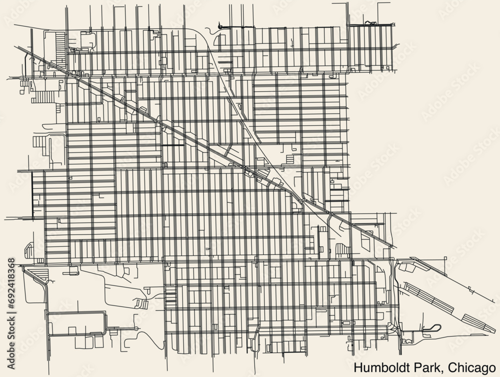 Detailed hand-drawn navigational urban street roads map of the HUMBOLDT ...