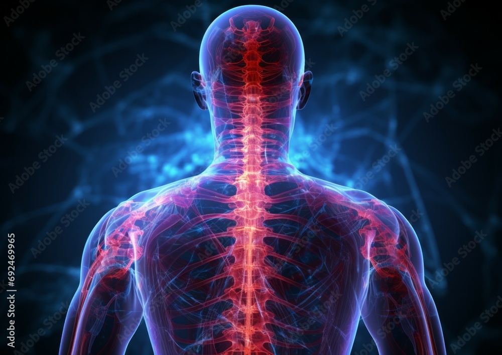 X-ray human male skeletal body. Muscles and internal organs diagram on ...
