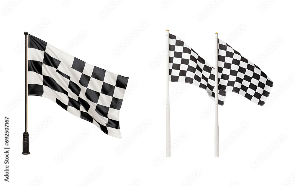 Collection of Checkered Flags for Motor Racing, Isolated on Transparent ...