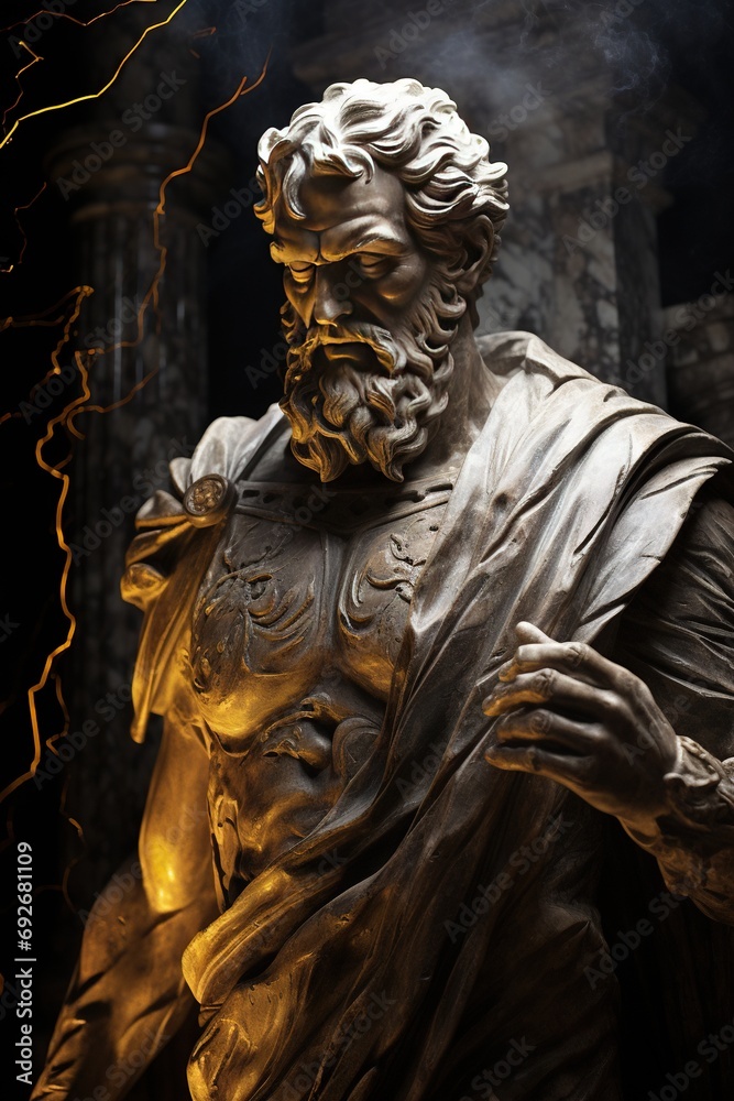 Abstract ancient roman, greek stoic person with a muscular body, marble ...