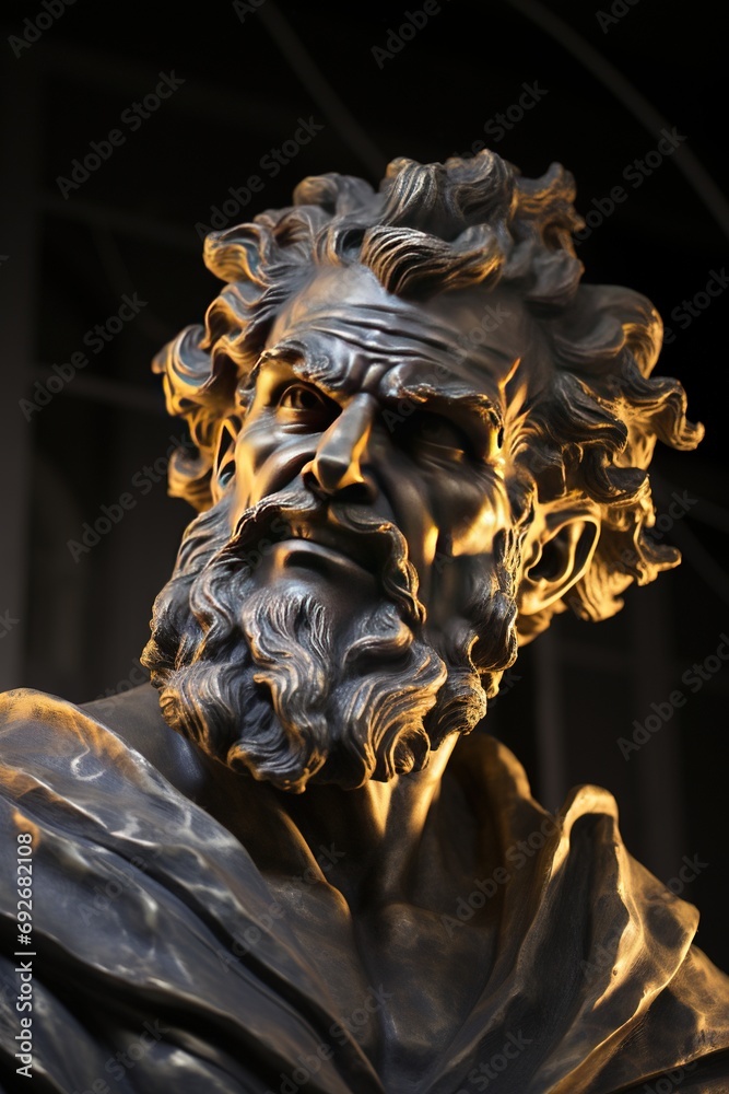 Abstract ancient roman, greek stoic person with a muscular body, marble ...