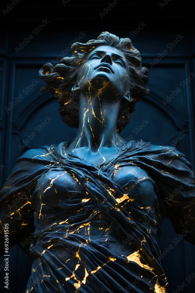 Abstract ancient roman, greek stoic person with a muscular body, marble ...